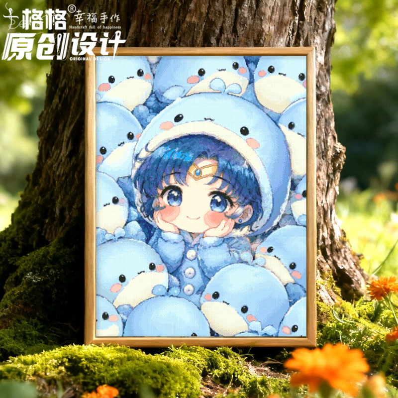 十格格十字绣法国DMC绣线套件26-6月 原创设计 水野亚美 萌宠小鲸