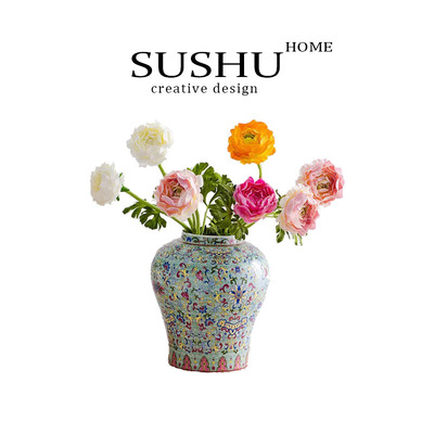 新中式珐琅彩陶瓷花瓶