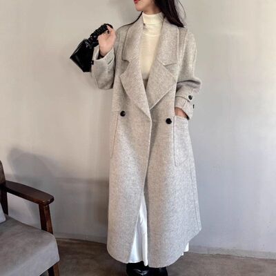 ZY25331大爱美依缘2025秋冬新翻领长款宽松休闲慵懒风呢子厚外套