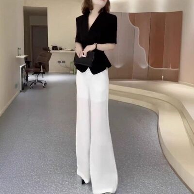 25612大爱美依缘2025夏季新款高级感收腰上衣高腰直筒长裤显瘦女