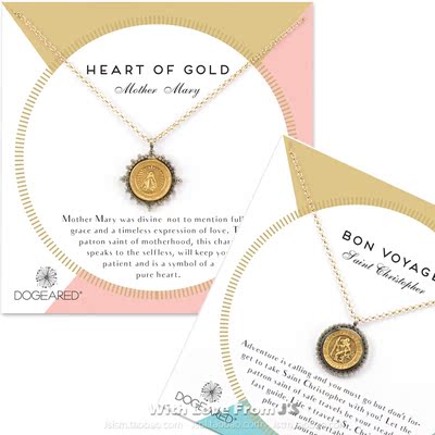 美国Dogeared正品㊣双色立体浮雕※守护天使 旅行者 双色圆牌项链