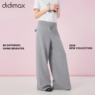 didimax夏季新款休闲灰色 高腰阔腿裤 卫裤长裤直筒休闲裤X57962