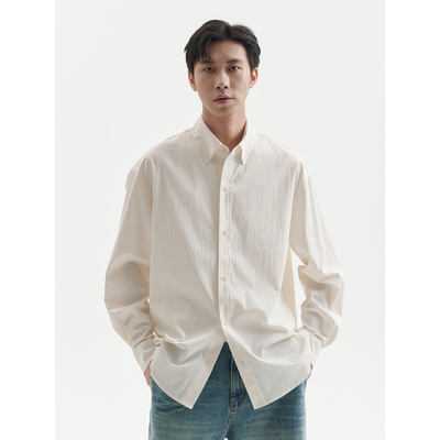 BUTTBILL棉锦混纺格纹肌理感衬衫