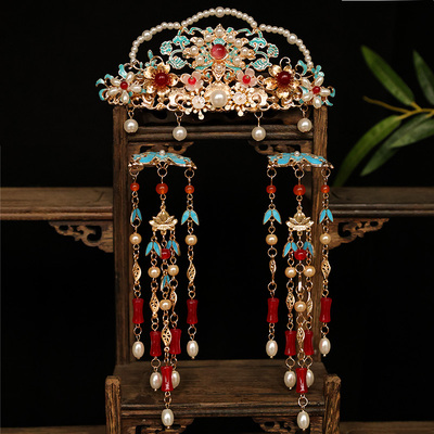 明制婚嫁烧蓝头饰发冠