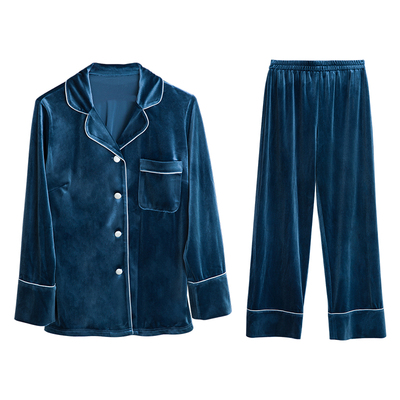 性感长袖女士修身金丝绒家居服