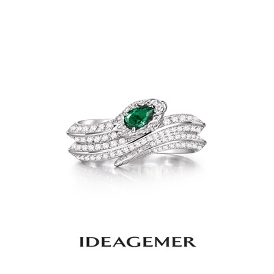 IDEAGEMER绿宝石蛇戒指男女本命