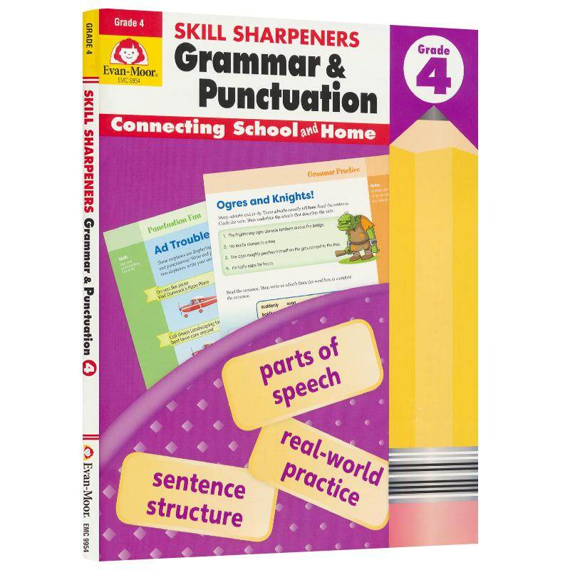 Evan-Moor Skill Sharpeners Grammar& Punctuation Grade 4语法和标点练习册四年级美国加州 ...