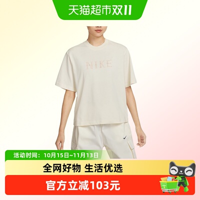 Nike耐克短袖女夏季复古印花T恤