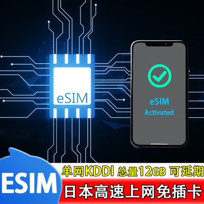 【eSIM】日本KDDI（总量12GB）5G/4G网络3/5/7/10/15/30天出差游