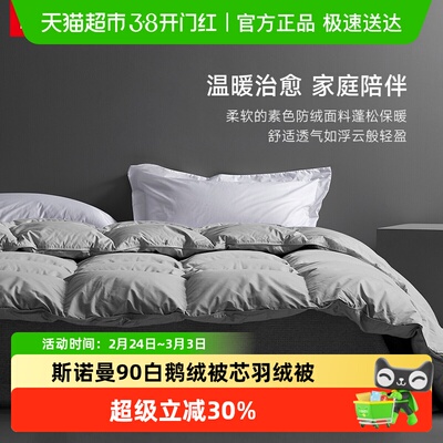 斯诺曼90白鹅绒静音保暖羽绒被
