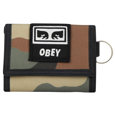 Obey刺绣迷彩收纳三折零钱包