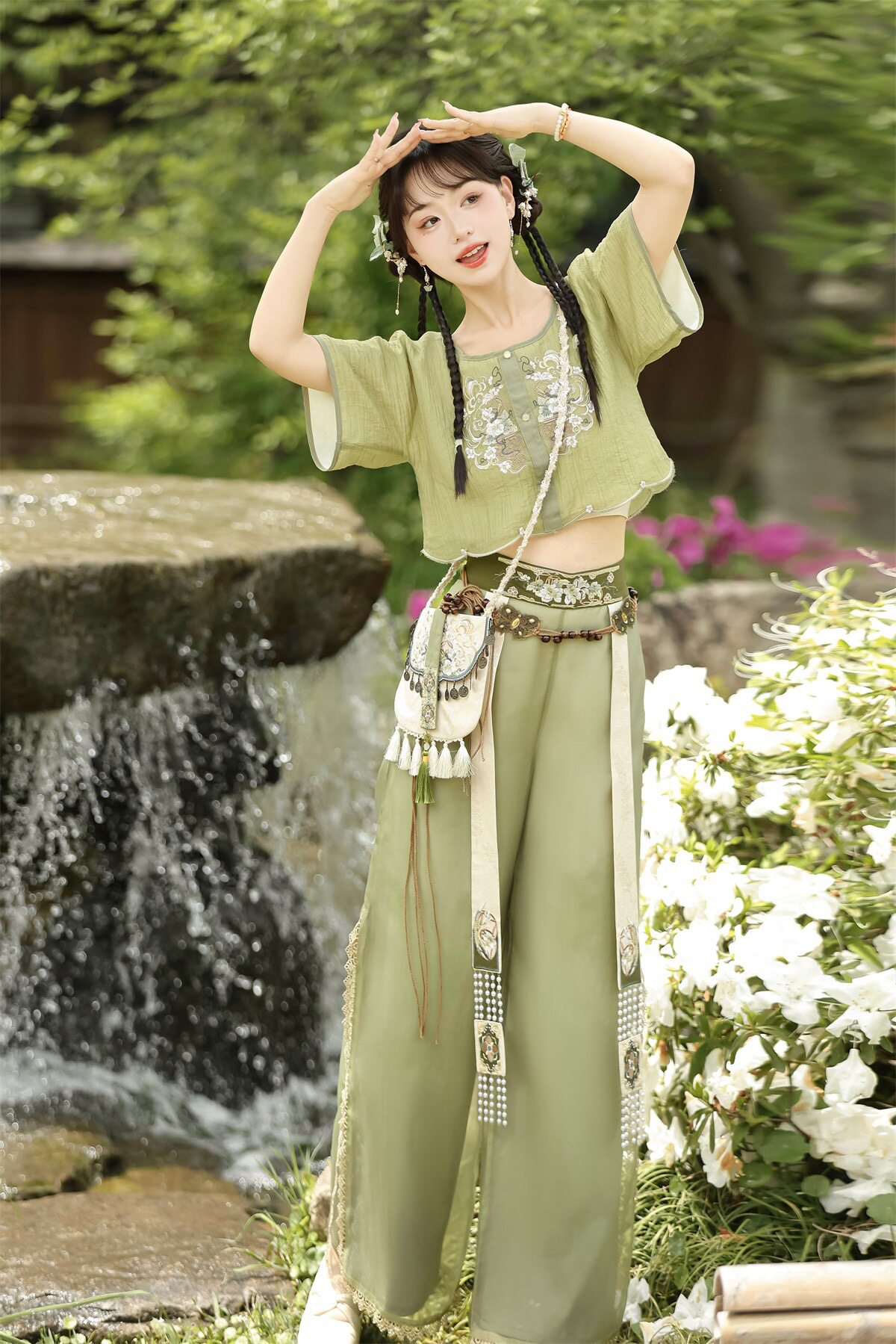 悦花游原创正版宋制汉服改良新中式夏季女国风套装宋裤汉元素表演