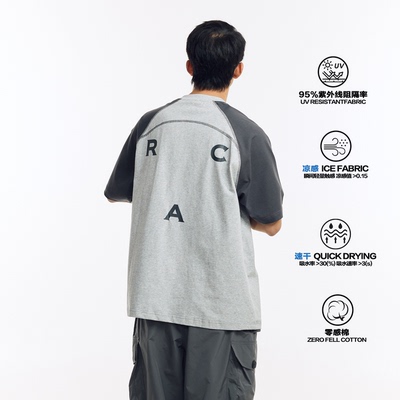 REOCHA热呈26春夏新款索罗娜速干t恤男运动户外印花拼色插肩短袖