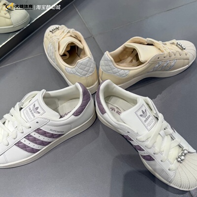 Adidas三叶草26年春季女款菱格纹贝壳头运动板鞋KJ7300 KJ7301