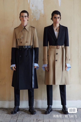 撞色拼接进口棉布嘎巴甸防水风衣