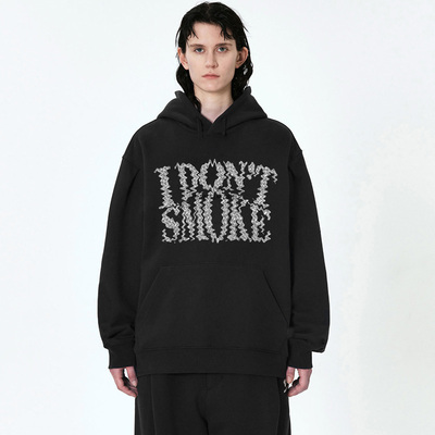 拒绝吸烟设计品牌连帽卫衣