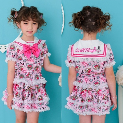 女童海军领卡通小熊日系短袖T恤