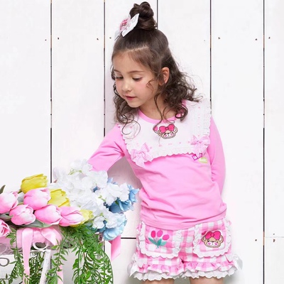 女装花边蝴蝶结长袖长袖T恤卡通