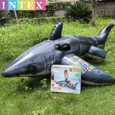 INTEX57525鲨鱼充气浮椅乐园泳圈