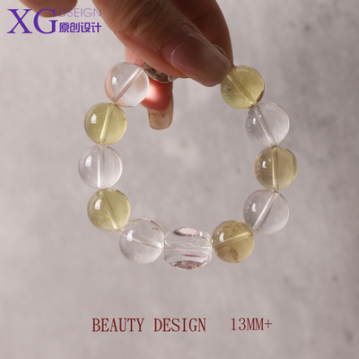 13m天然黄白水晶转运手串招财运