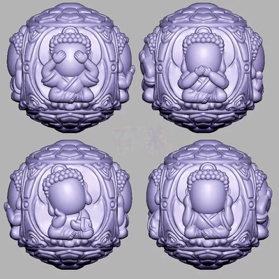 四不无相佛圆珠三维立体图圆雕图STL文件雕刻机3D模型2998
