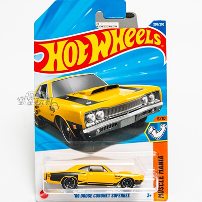 208号 '69 DODGE CORONET SUPERBEE 道奇 黄色 风火轮合金小跑车