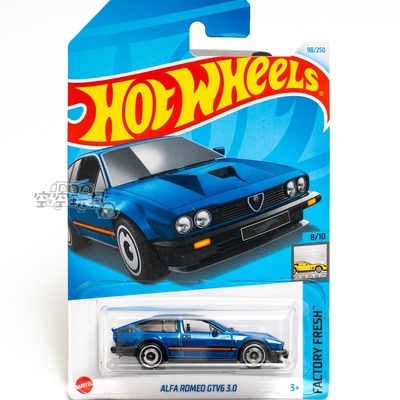 98号 ALFA ROMEO GTV6 3.0 阿尔法罗密欧 蓝色 风火轮合金小跑车