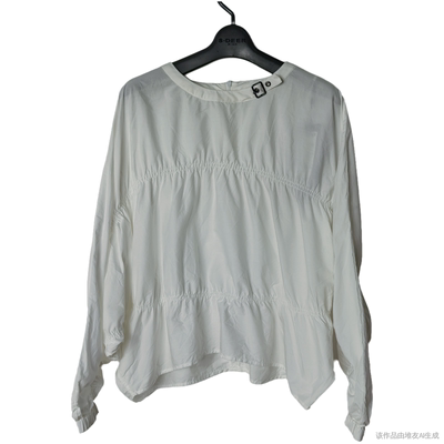 圣迪家松紧收腰褶皱蝙蝠袖衬衫