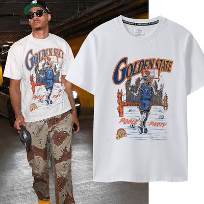 2022短袖poole party普尔t恤男勇士普洱勇士3号同款衣服ins同款