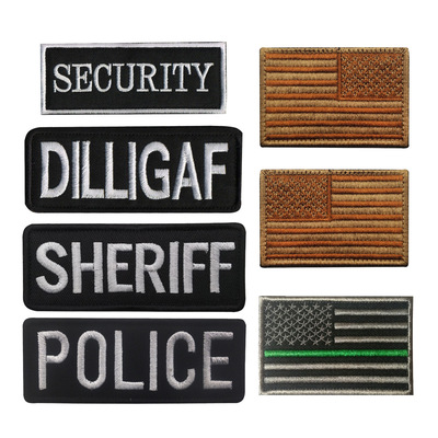 字母布贴SHERIFF英文刺绣章us flag patch