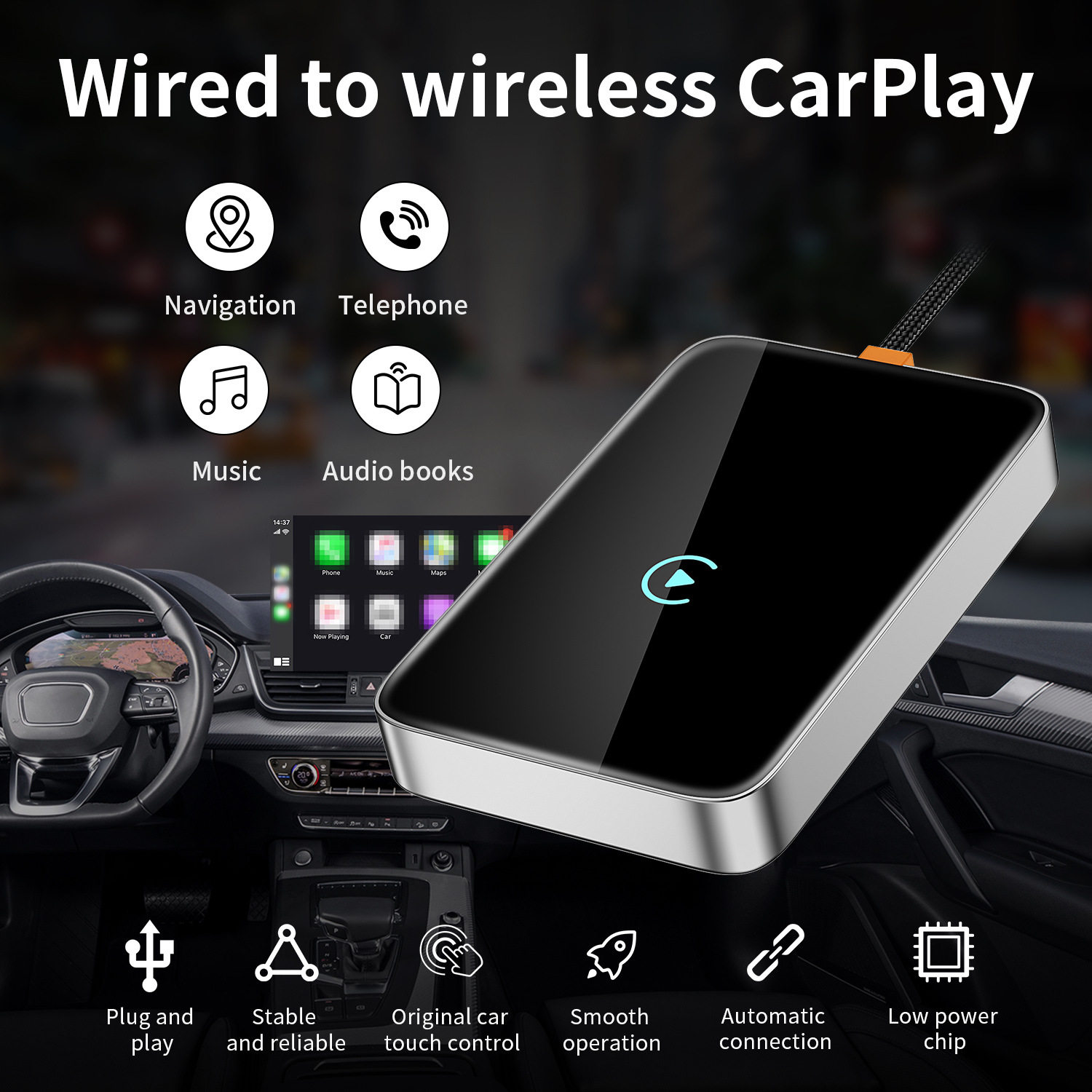 carplay车载转换器车机互联谷歌auto蓝牙连接稳定carplay盒子