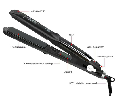 Professional Argan Oil Steam Hair Straightener Flat Iron Inj