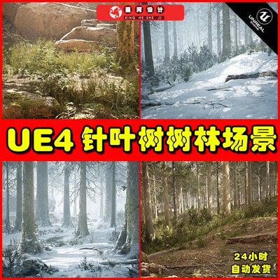 UE4UE5Conifer Forest Biome  精品冬天针叶森林植物岩石场景
