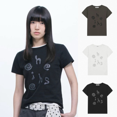 现2025夏款OHESHIO韩国小众品牌女洋气减龄设计感字母印花短袖T恤