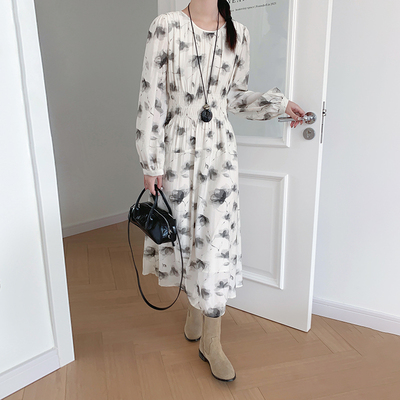 新中式长袖连衣裙气质裙子女