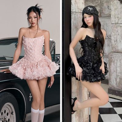 越南小众品牌LANECI 2025年春季新款甜酷蝴蝶绝美抹胸裙