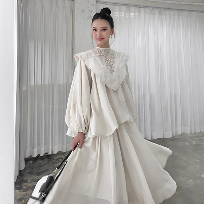 越南小众品牌ONONMADE 2025年夏季新款清雅气质蕾丝三角领套装