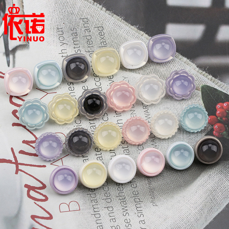 树脂衬衫纽扣女士百搭开衫上衣雪纺时尚白色彩色圆形衣服装饰扣子