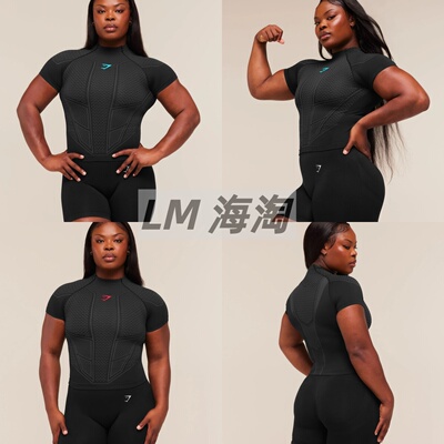 正品代购 GYMSHARK超级英雄ONYX V1短款短袖健身紧身运动babyT恤