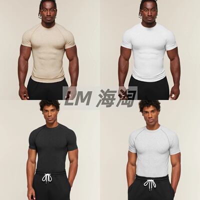 正品代购GYMSHARK Cotton健身男士短袖运动棉质透气跑步紧身T恤