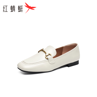 REDDRAGONFLY/红蜻蜓女士简约漆皮方头低跟中口乐福单鞋WFB33039