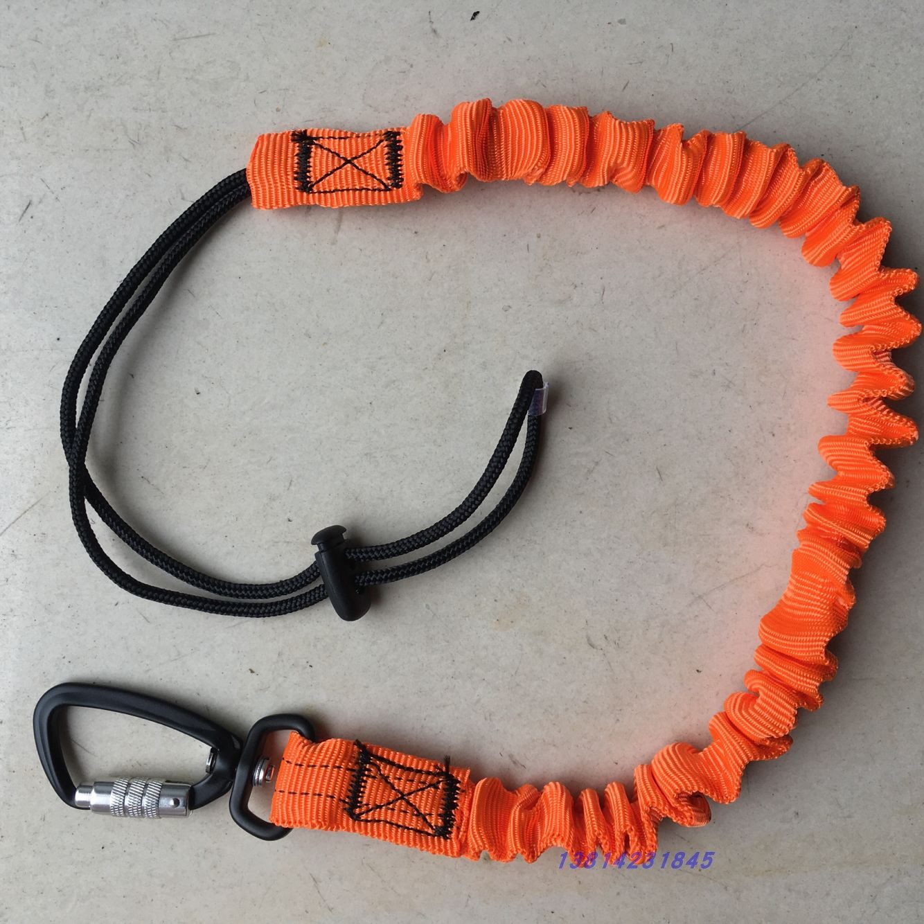 360度旋转防坠工具绳桔色弹性高空作业伸缩缓冲弹力五金失手绳钩_虎窝淘