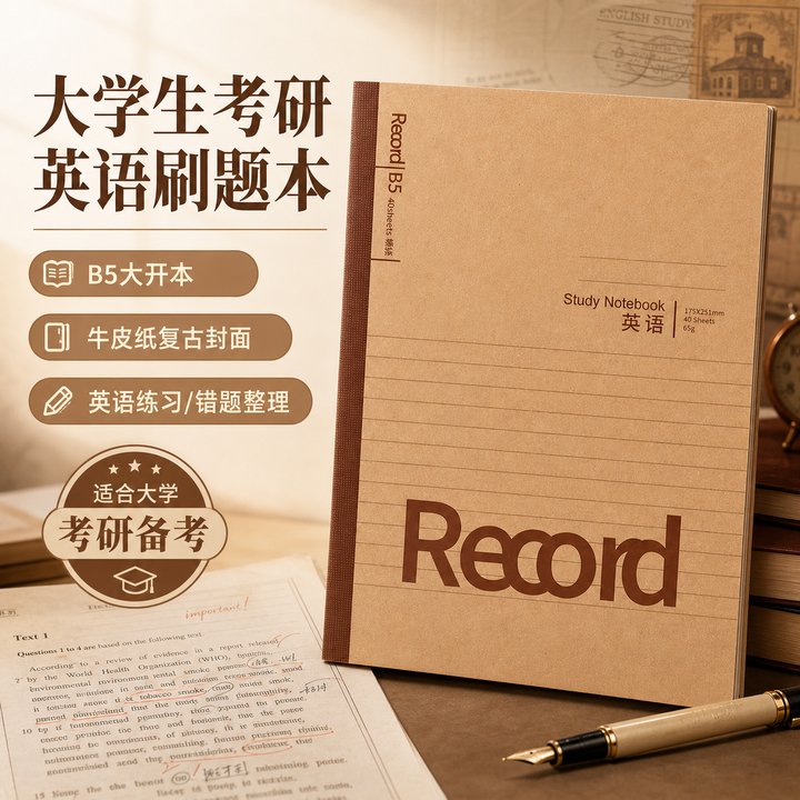 牛皮纸本子笔记本学生B5软面抄厚本子大笔记本加厚超厚记事本简约