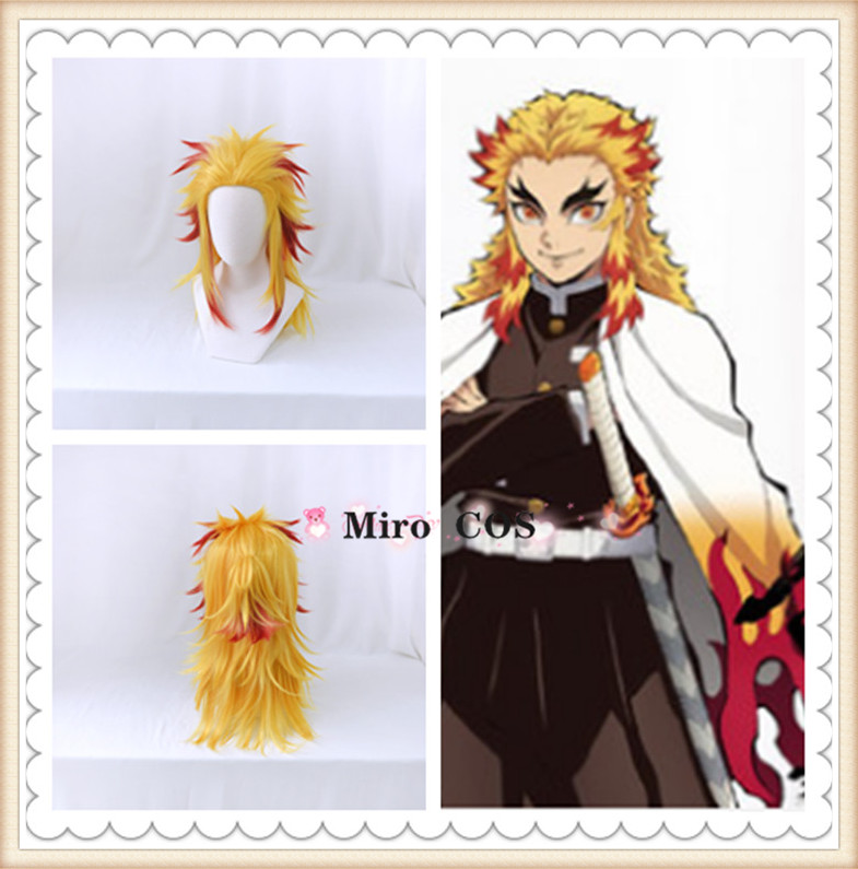 【Miro】鬼灭之刃炼狱杏寿郎黄红渐变cosplay假发小虎夹 WIG_虎窝淘