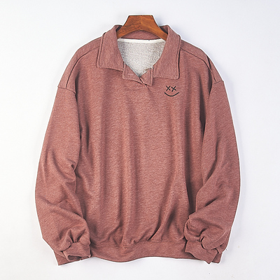 翻领套头卫衣男女纯色长袖外套