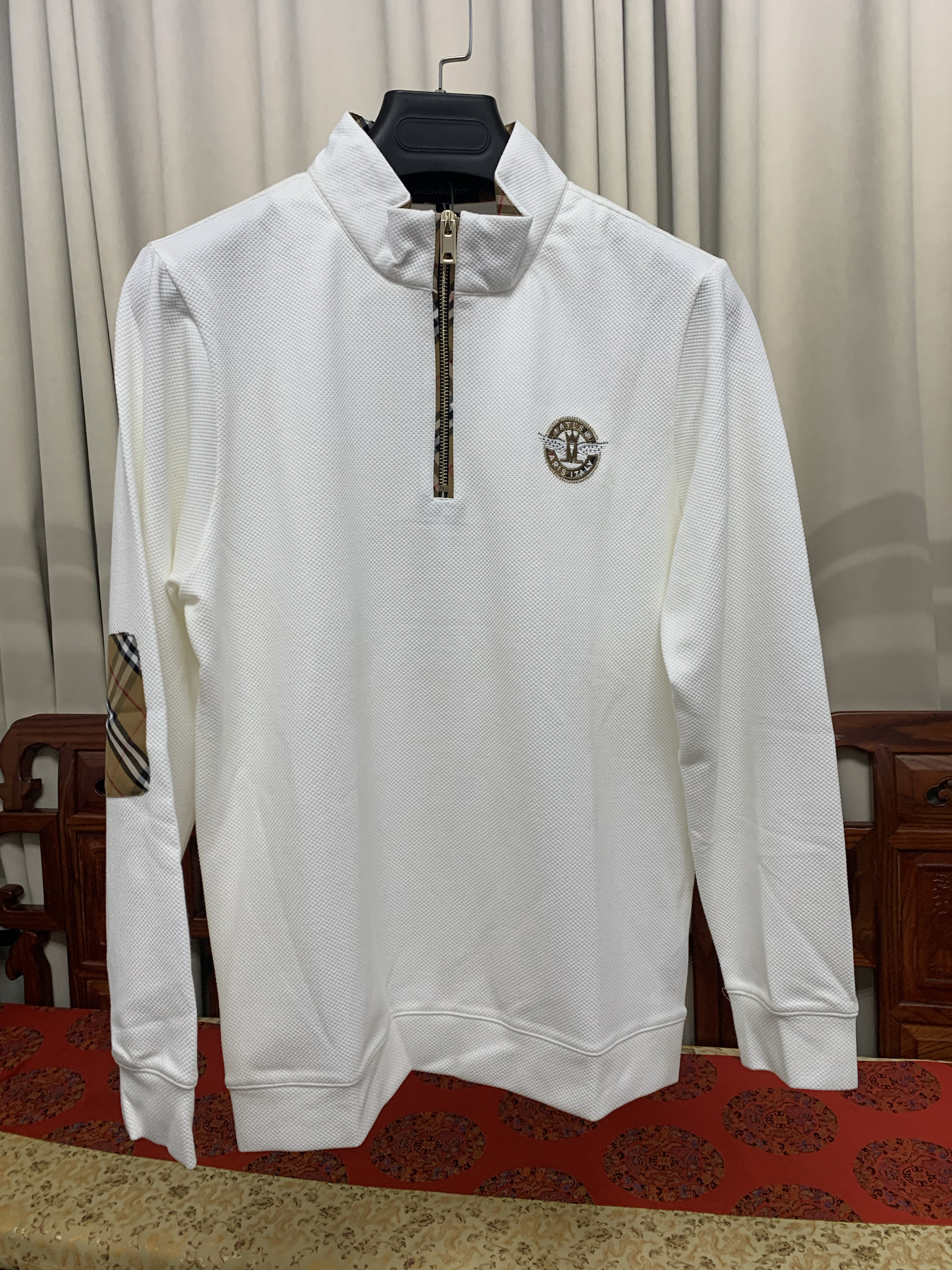 专柜撤柜男士卫衣春秋刺绣纯棉休闲打底衫加厚宽松半拉链长袖t恤