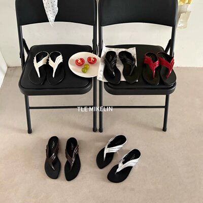 TLE MIKELIN 2026年新款慵懒风人字拖鞋女夏季外穿平底夹趾凉拖鞋