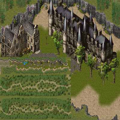 传奇地图素材  欧式长街  高清独立地砖无缝封边  Y2903