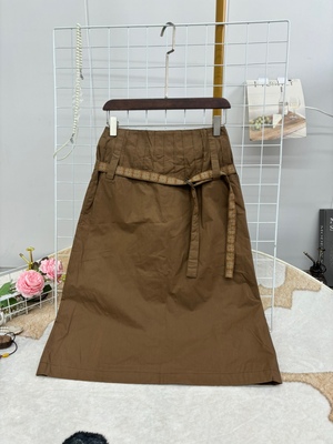 复古美式2025甜辣拉德系新款微厚A字直筒半身裙腰带高腰休闲百搭