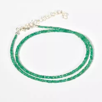 华丽精致天然祖母绿串珠项链